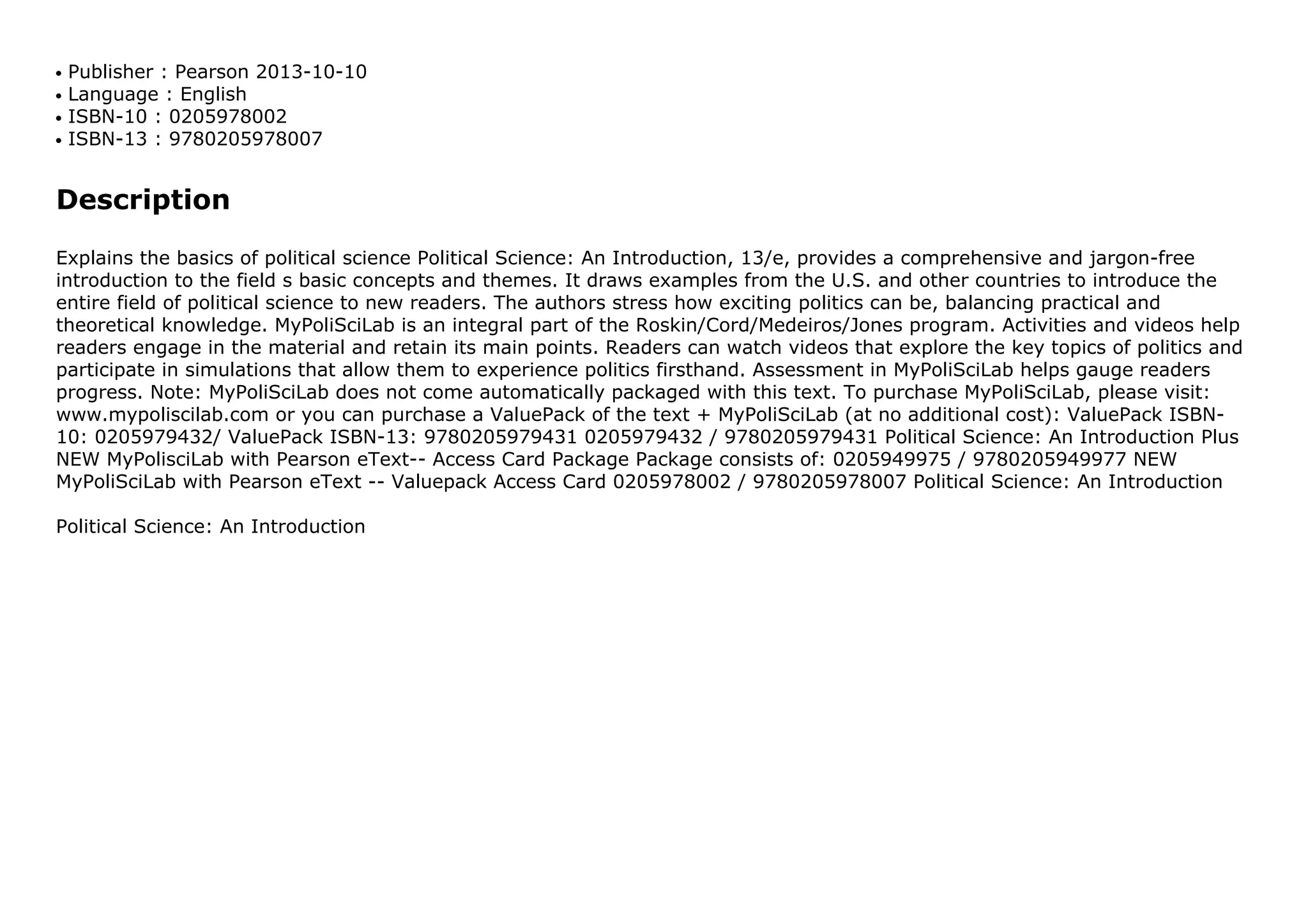 Political Science: An Introduction | PDF