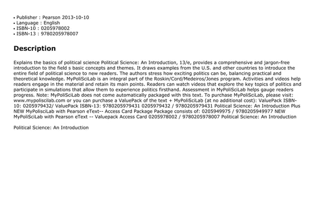 Political Science: An Introduction | PPT