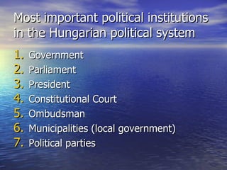 Political System Of Hungary 2 | PPT | Elections | Politics