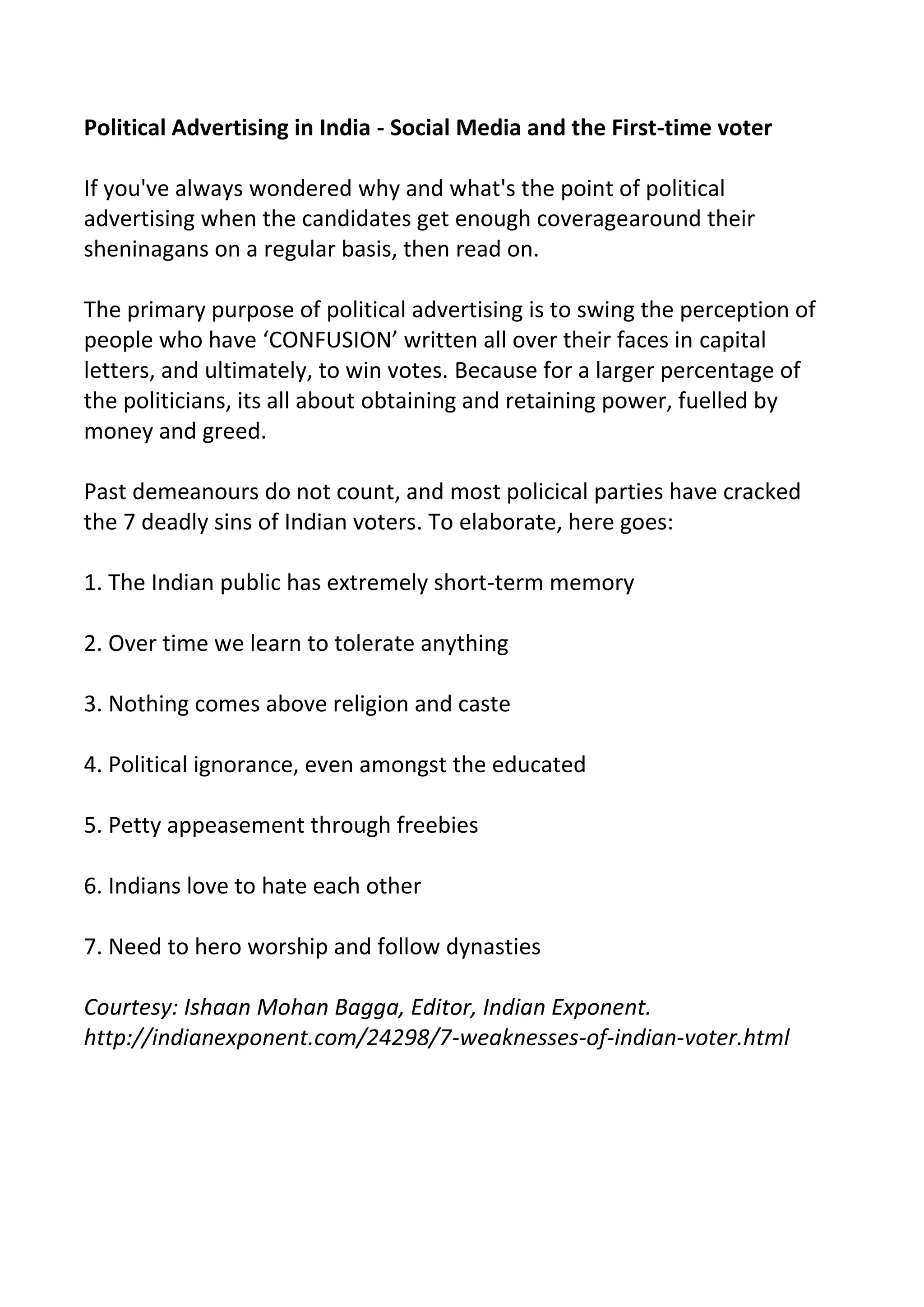 Political advertising in india | DOCX
