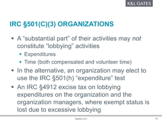 Political and lobbying activities of 501(c)(3) 501(c)(4) and 501(c)(6) | PDF