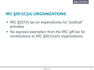 Political and lobbying activities of 501(c)(3) 501(c)(4) and 501(c)(6) | PDF