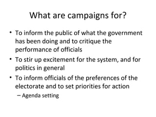 Political campaigns | PPT | Elections | Politics