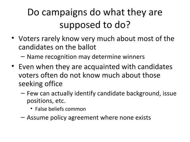 Political campaigns | PPT | Elections | Politics