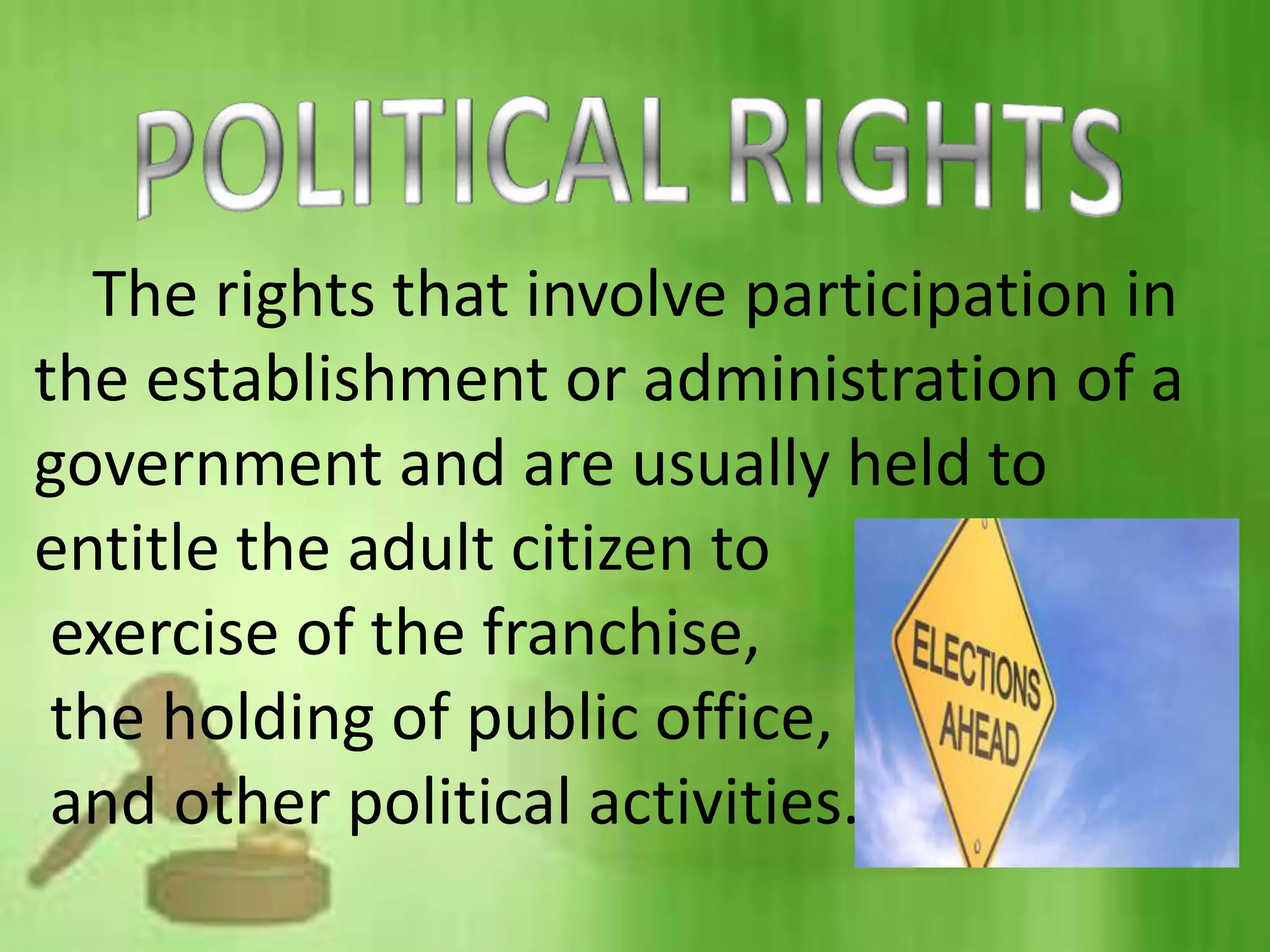 Political, civil,social and economics rights of citizens | PPTX