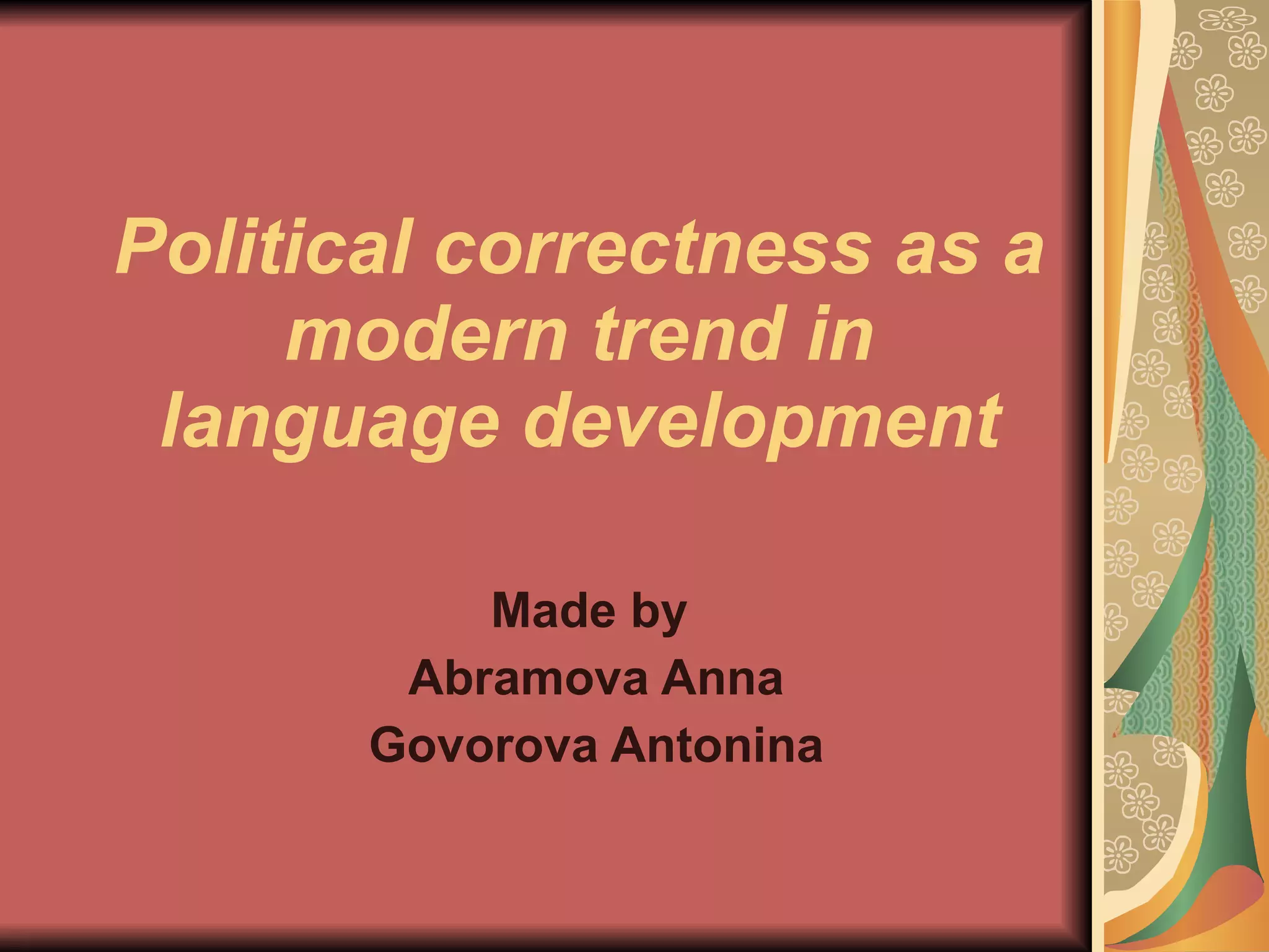 Political Correctness As A Modern Trend In Language | PPT