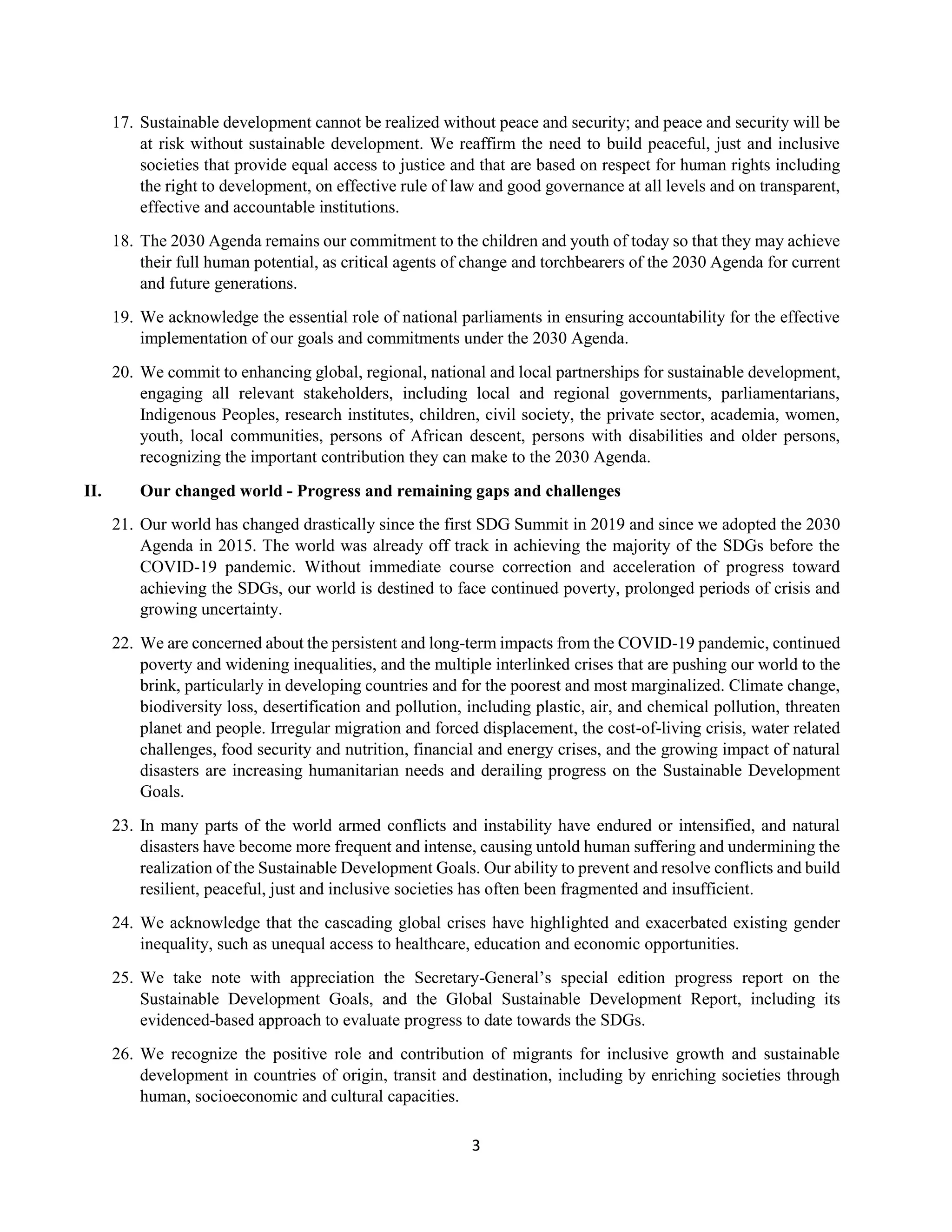 UN SDG Summit 2023: Political Declaration SDGs 2023 | PDF