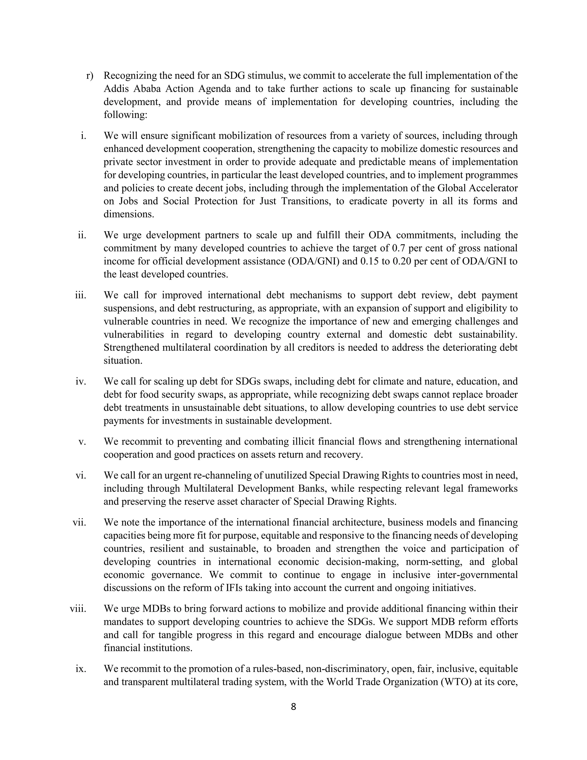 UN SDG Summit 2023: Political Declaration SDGs 2023 | PDF