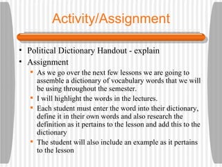 Political dictionary lesson | PPT
