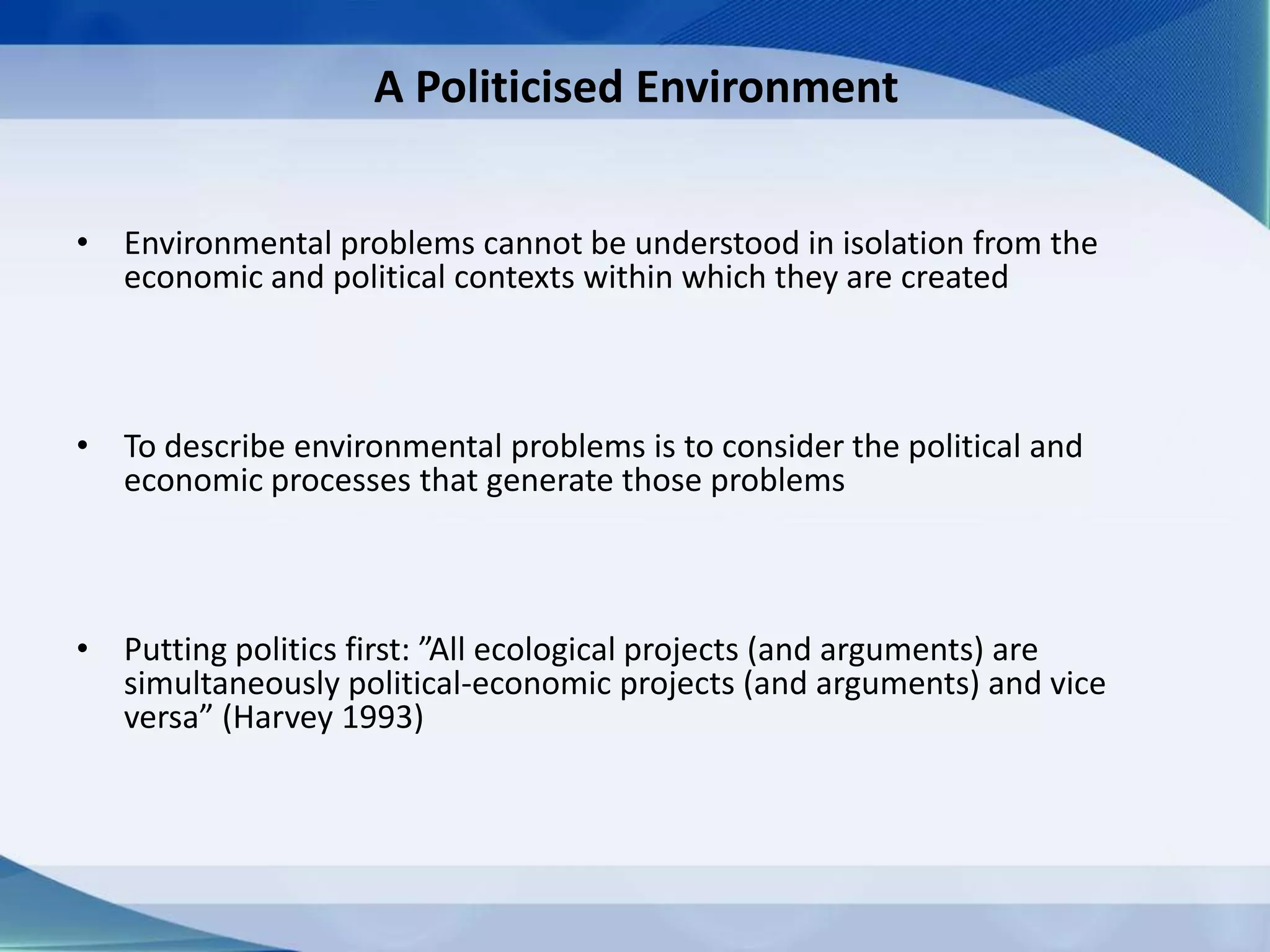 Political ecology introduction presentation | PPTX