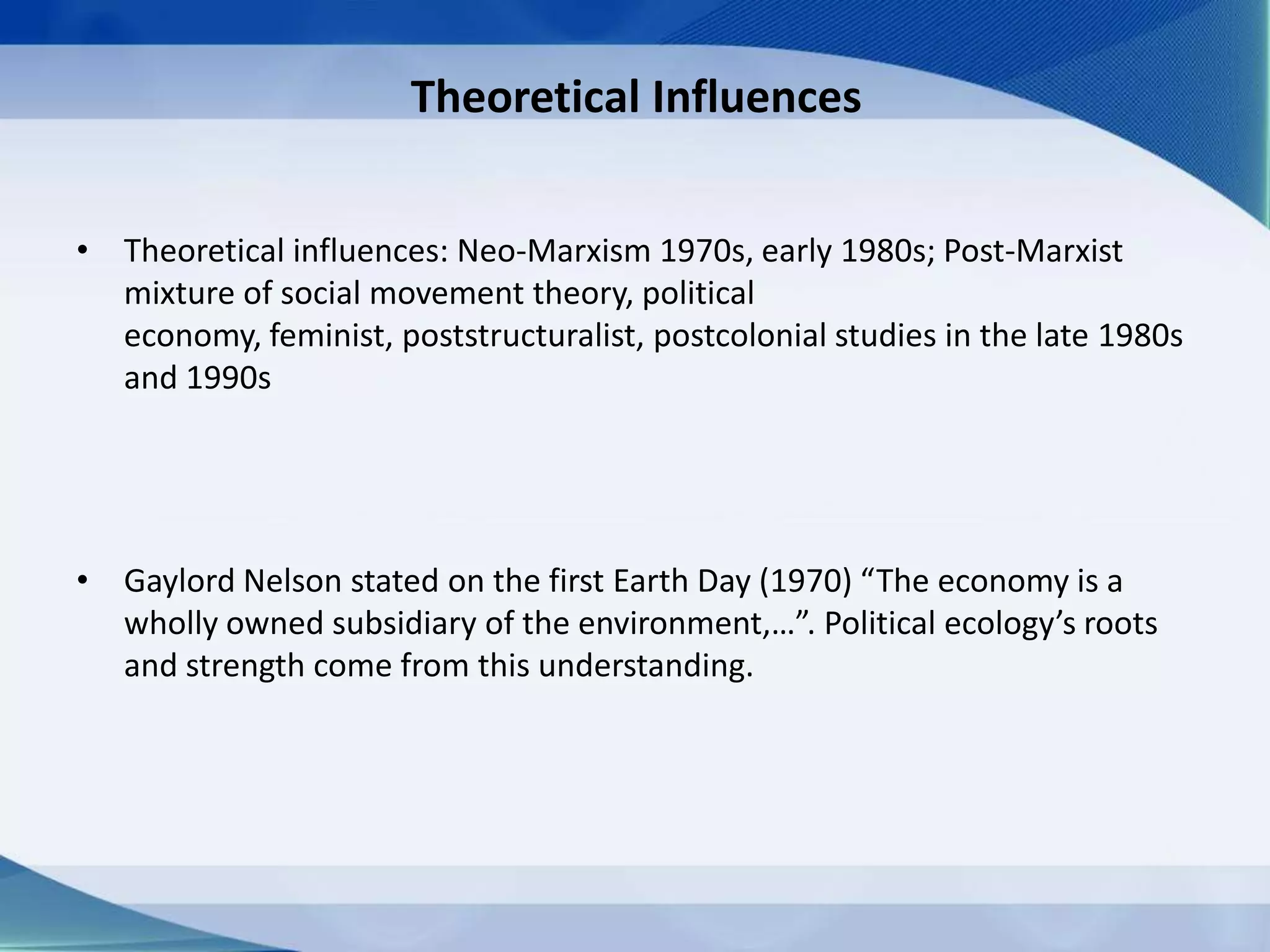 Political ecology introduction presentation | PPTX