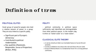 The Development of Political Elites in Europe | PPTX
