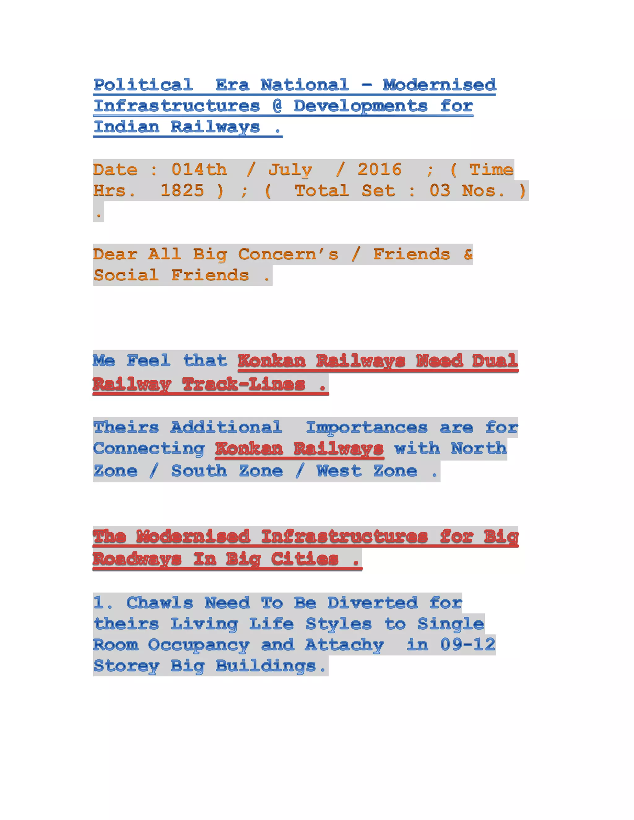 Political era national – modernised infrastructures . | DOCX