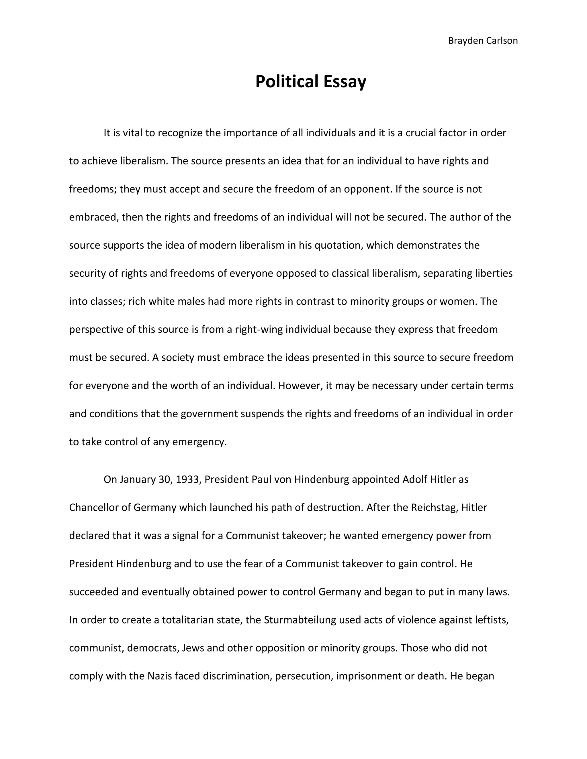 Political essay | PDF