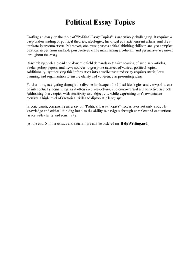 Political Essay Topics.pdf | Homework and Study | Education