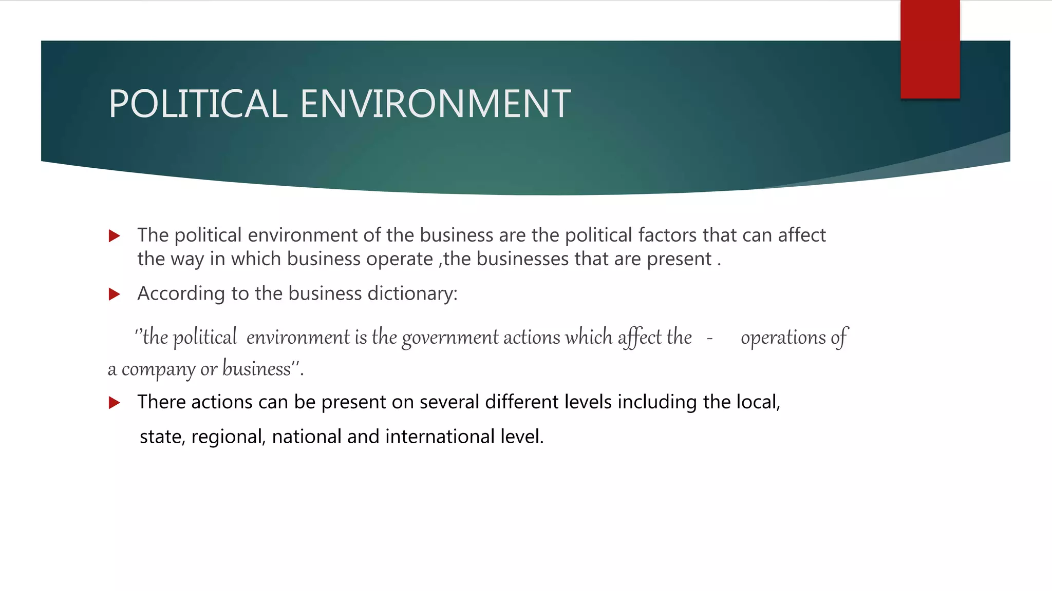 Political factors affecting business | PPT
