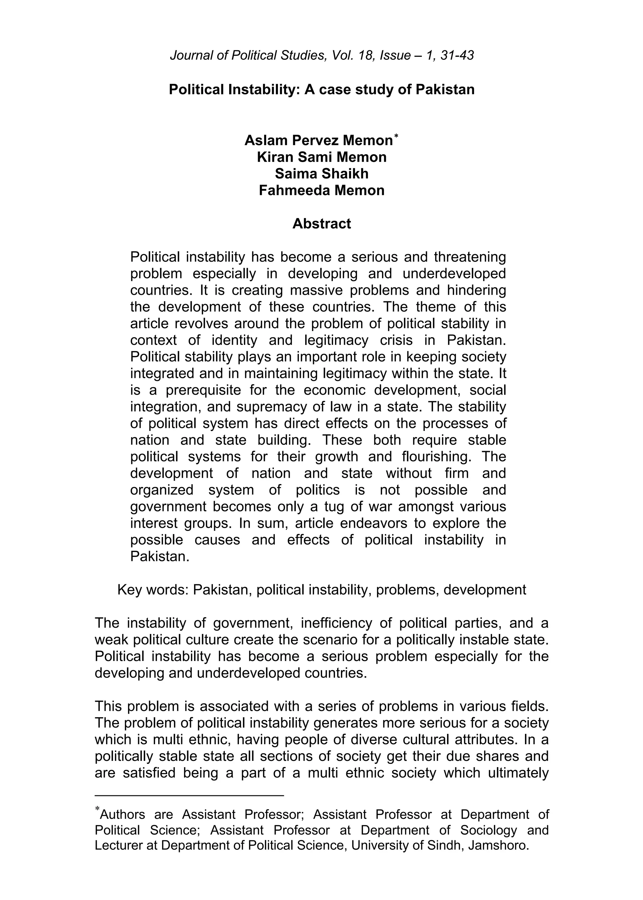 Political instability | PDF