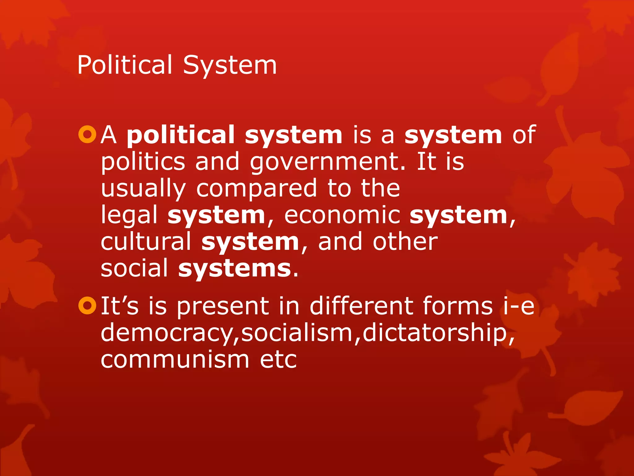 Political institutions | PPTX