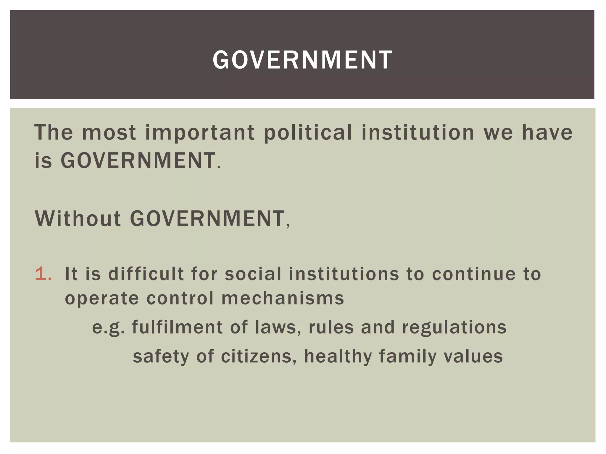 Political institutions government | PPTX