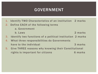 Political institutions government | PPTX