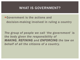 Political institutions government | PPTX