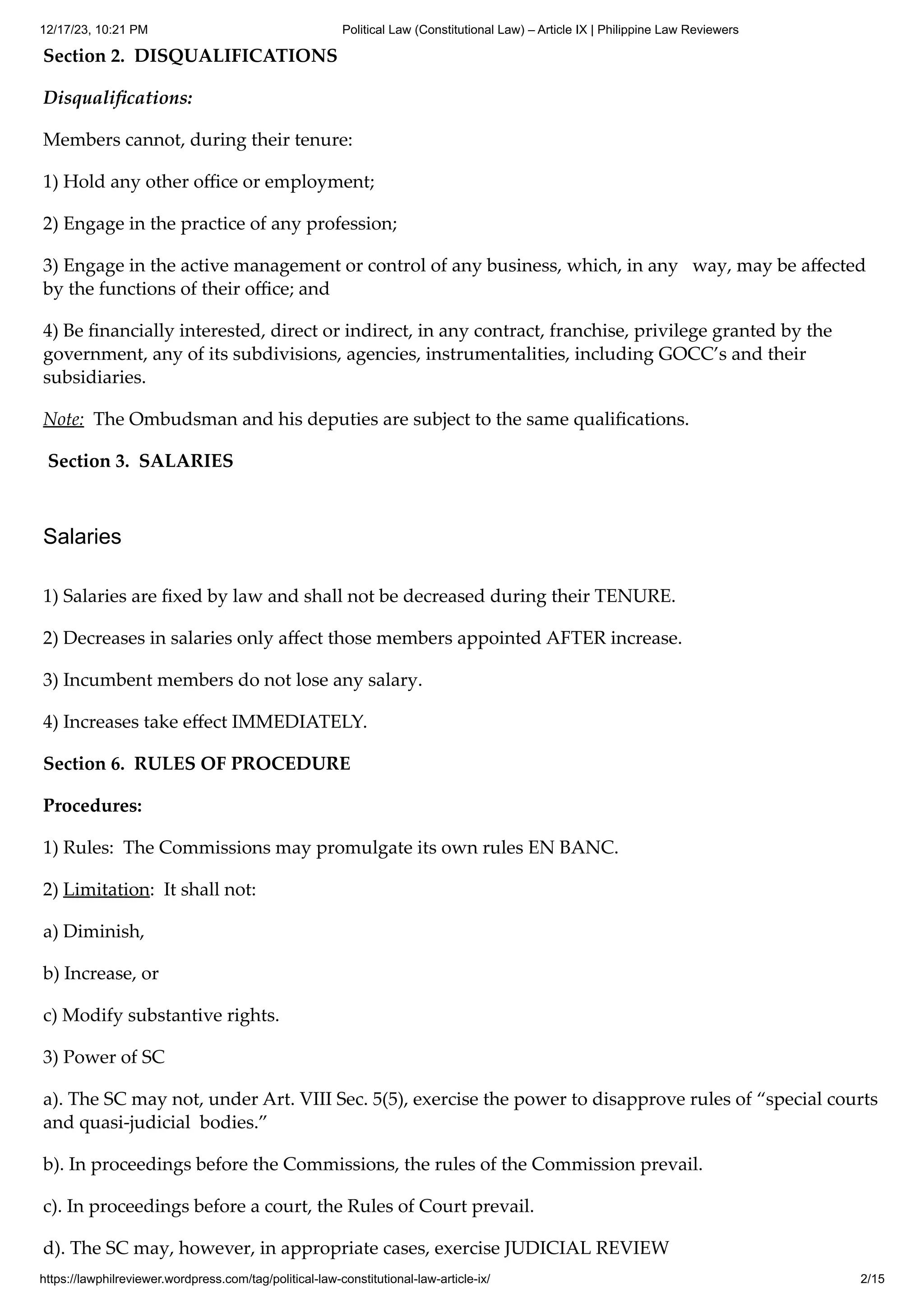 Political Law (Constitutional Law) – Article IX _ Philippine Law ...
