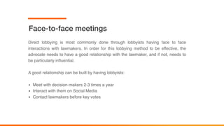 Political Lobbying 101 - How to create lasting change | PDF
