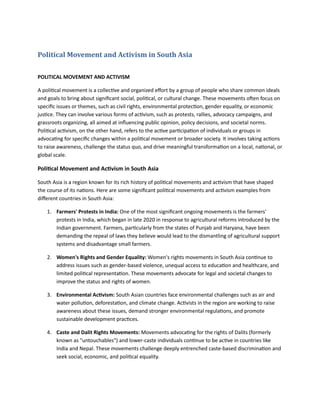 Political Movement and Activism in South Asia.docx