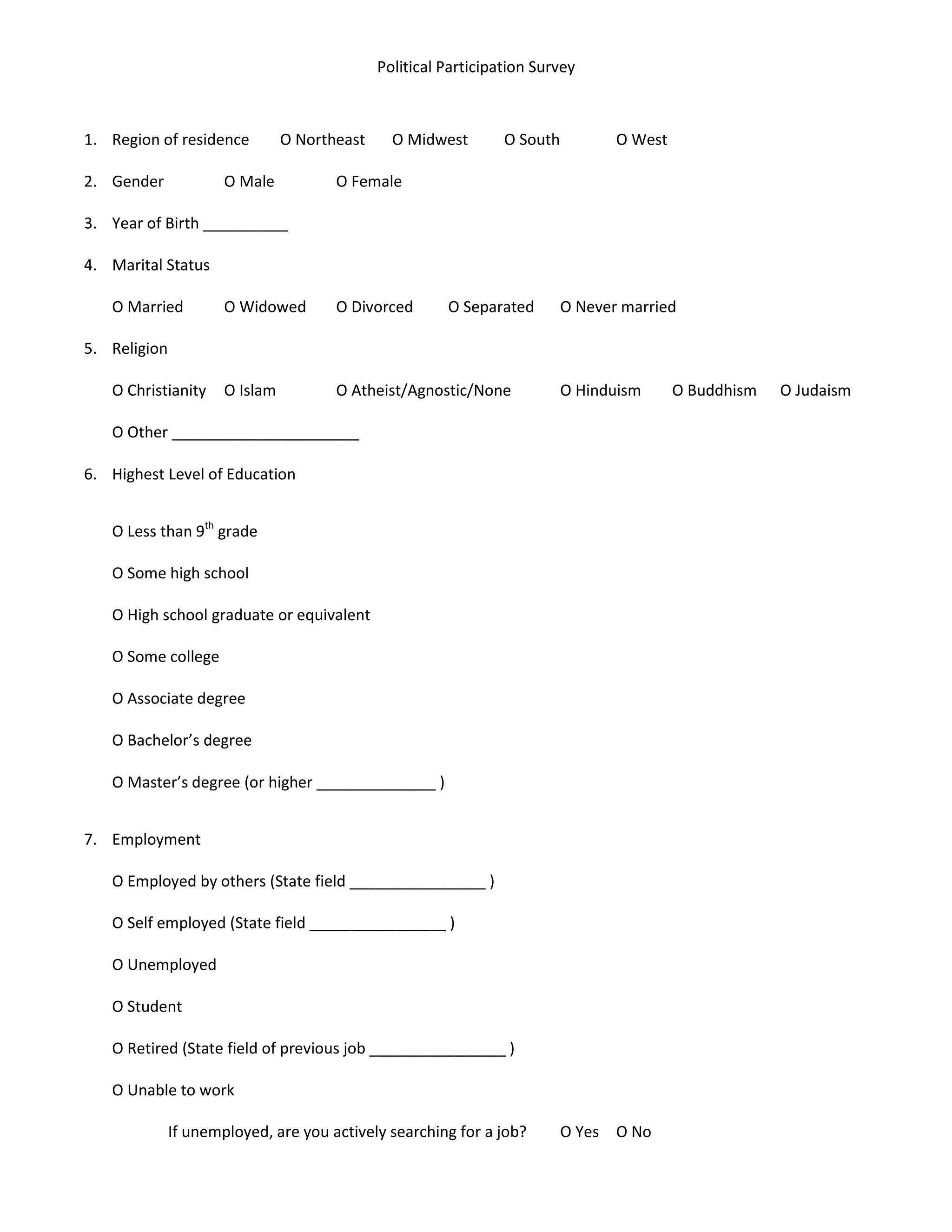 Political participation survey | DOCX