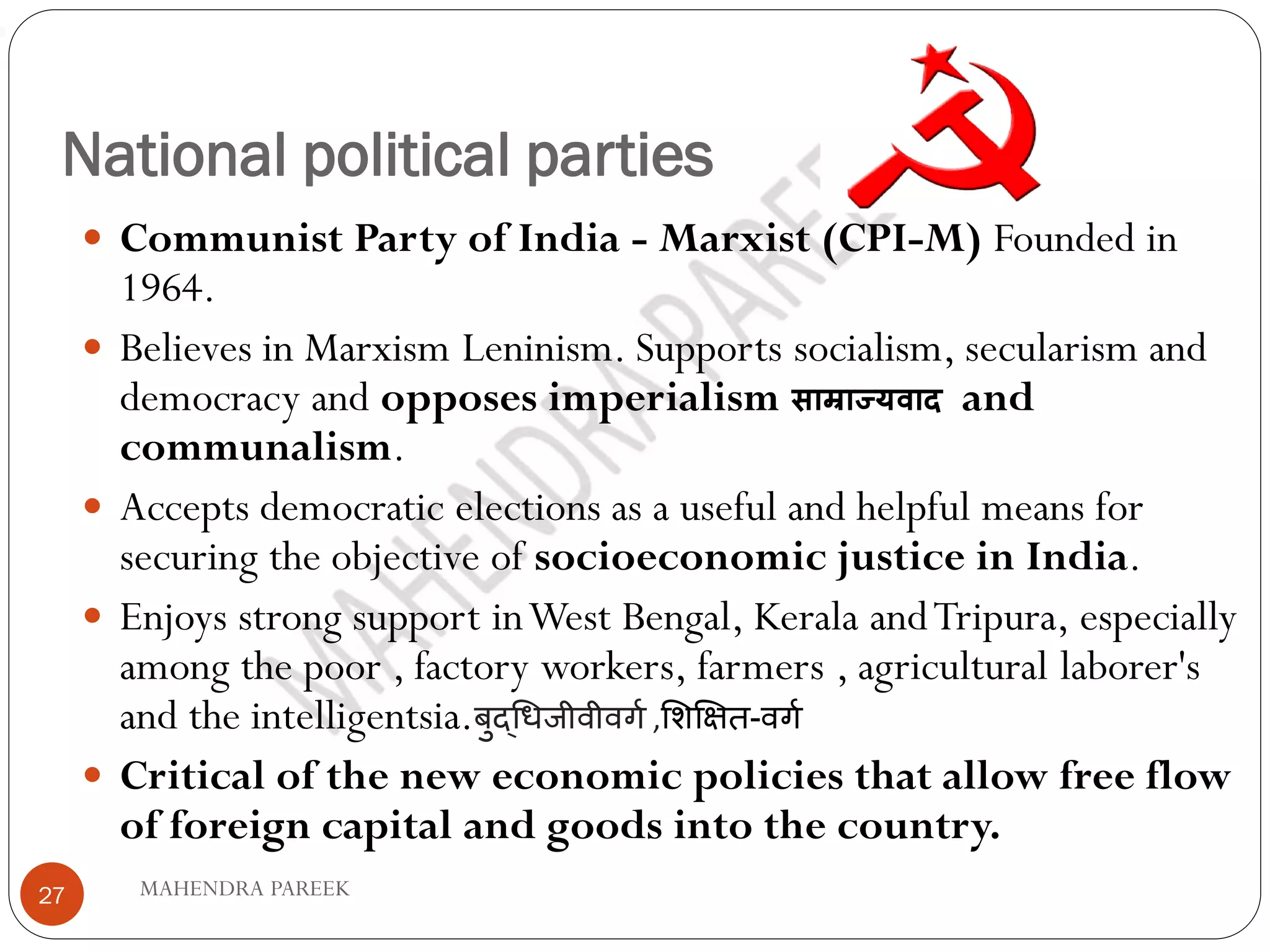Political parties CLASS X 10 | PDF