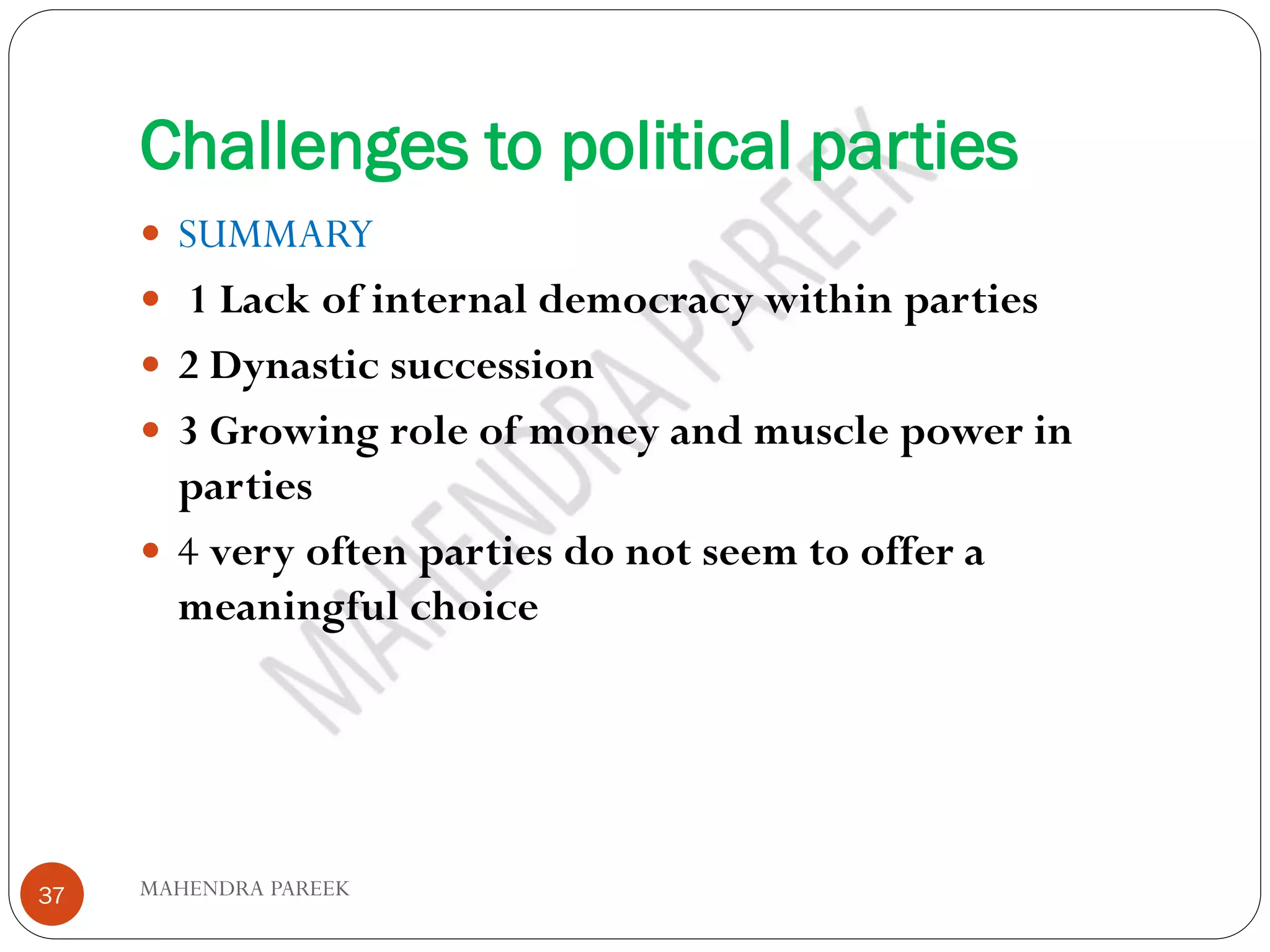 Political parties CLASS X 10 | PDF