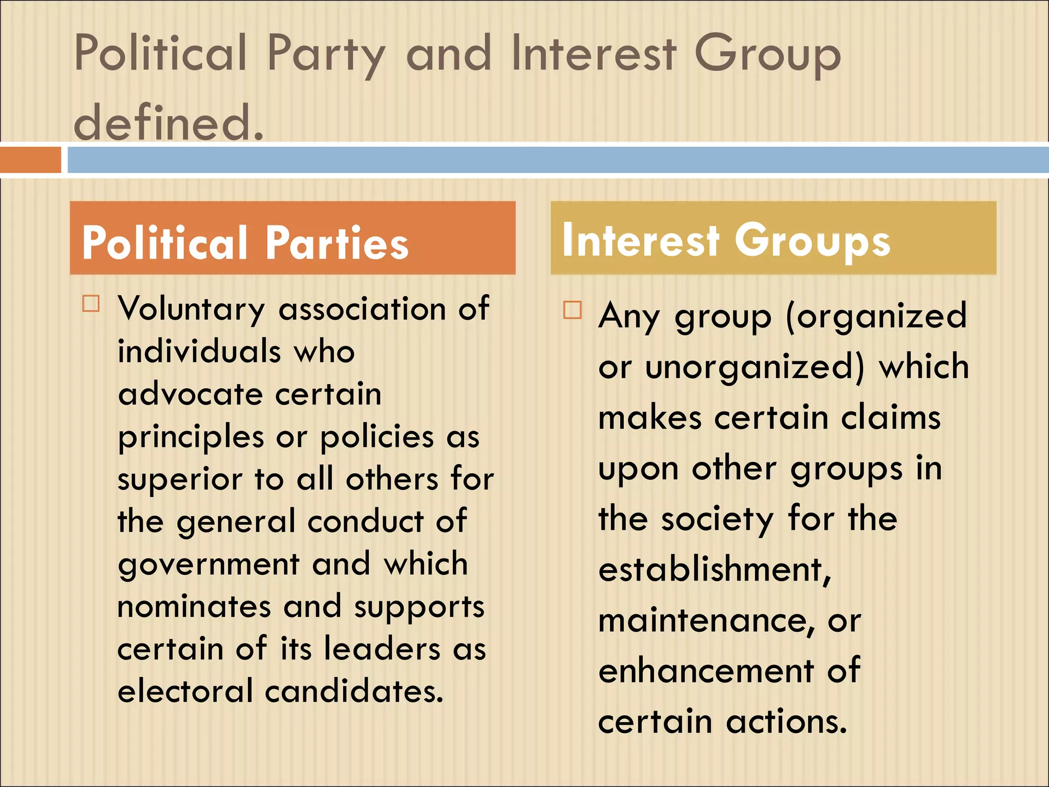 Political parties and interest groups (2) | PPT | Elections | Politics