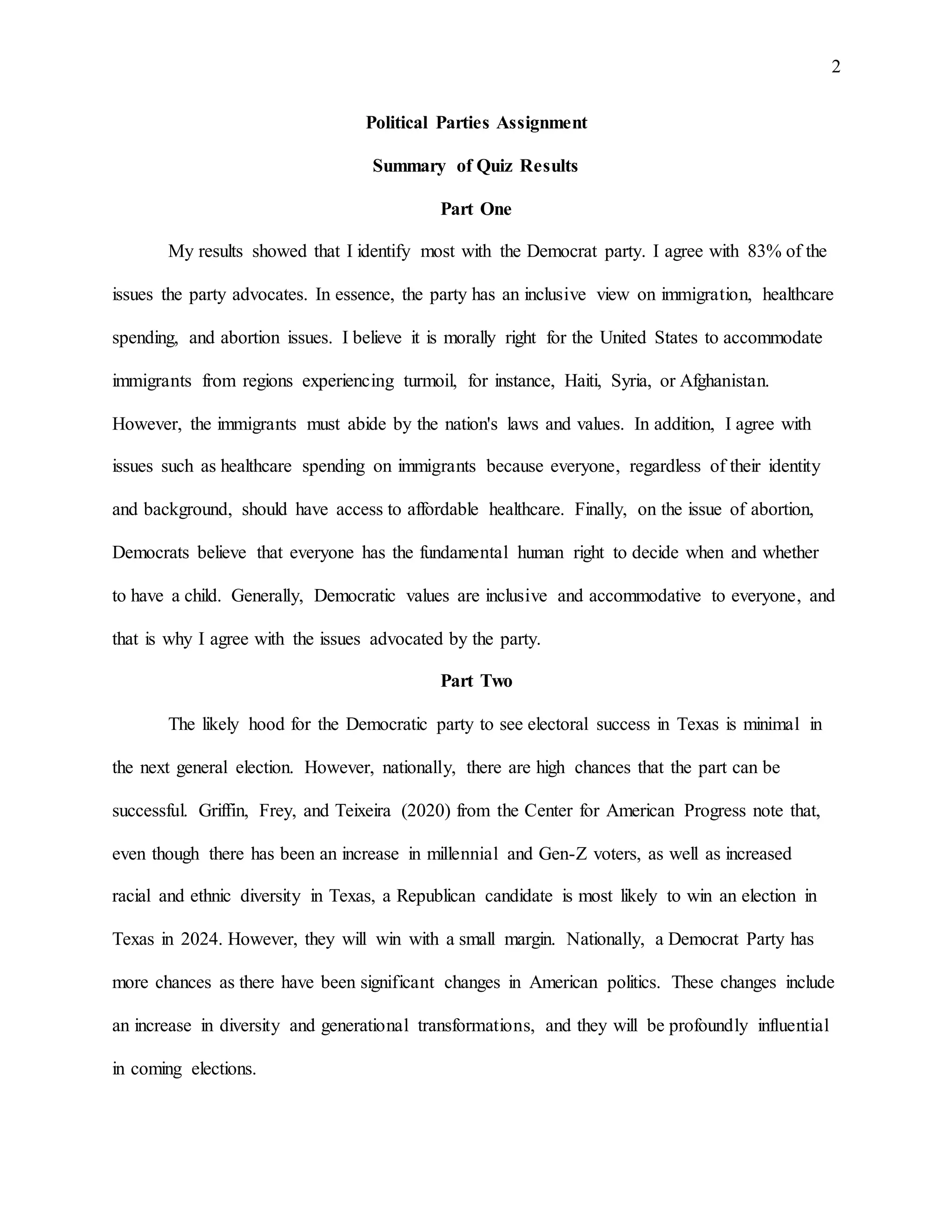 Political parties assignment | DOCX