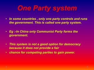 class 10 Political parties ppt by om | PPTX | Elections | Politics