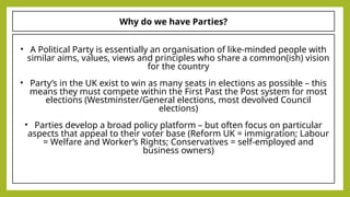 Political Parties Lecture.pptx as level uk gov and politics | PPTX