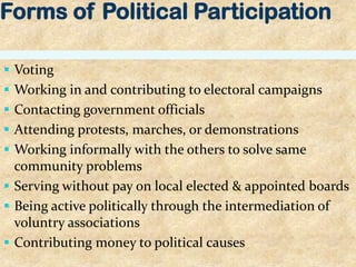 Linkage Between Political Participation and Political Development | PPTX