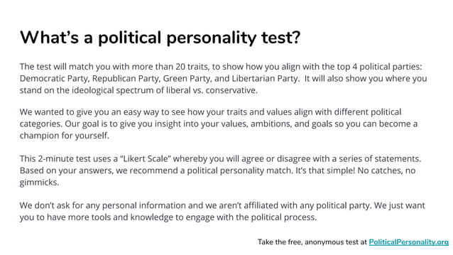 Political Personality Test - PoliticalPersonality.org | Politics