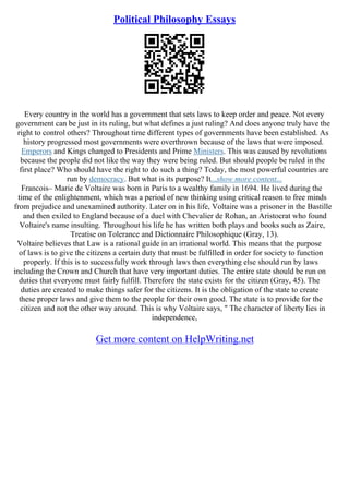 Political Philosophy Essay | PDF