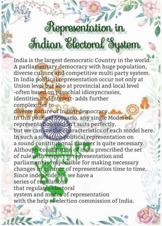 Political representation and reform in Indian electoral system | PDF