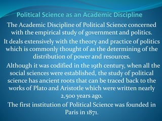 Political science: As an Academic Discipline | PPTX