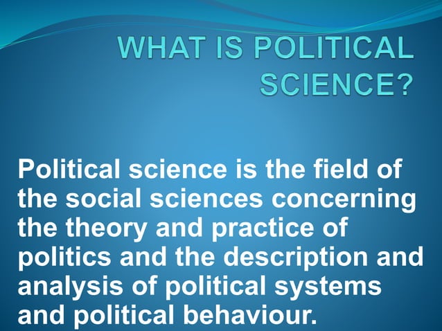 Political science: As an Academic Discipline | PPTX