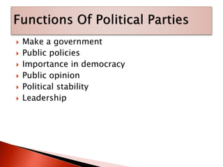 functions of political parties | PPTX
