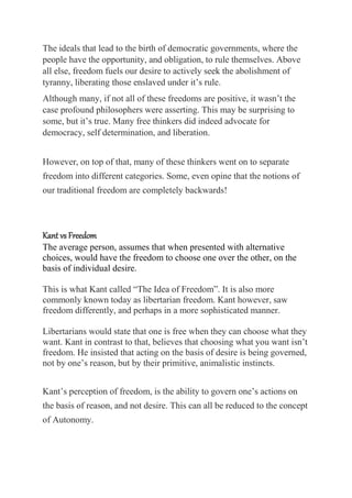 idea of freedom in the view of kant | PDF