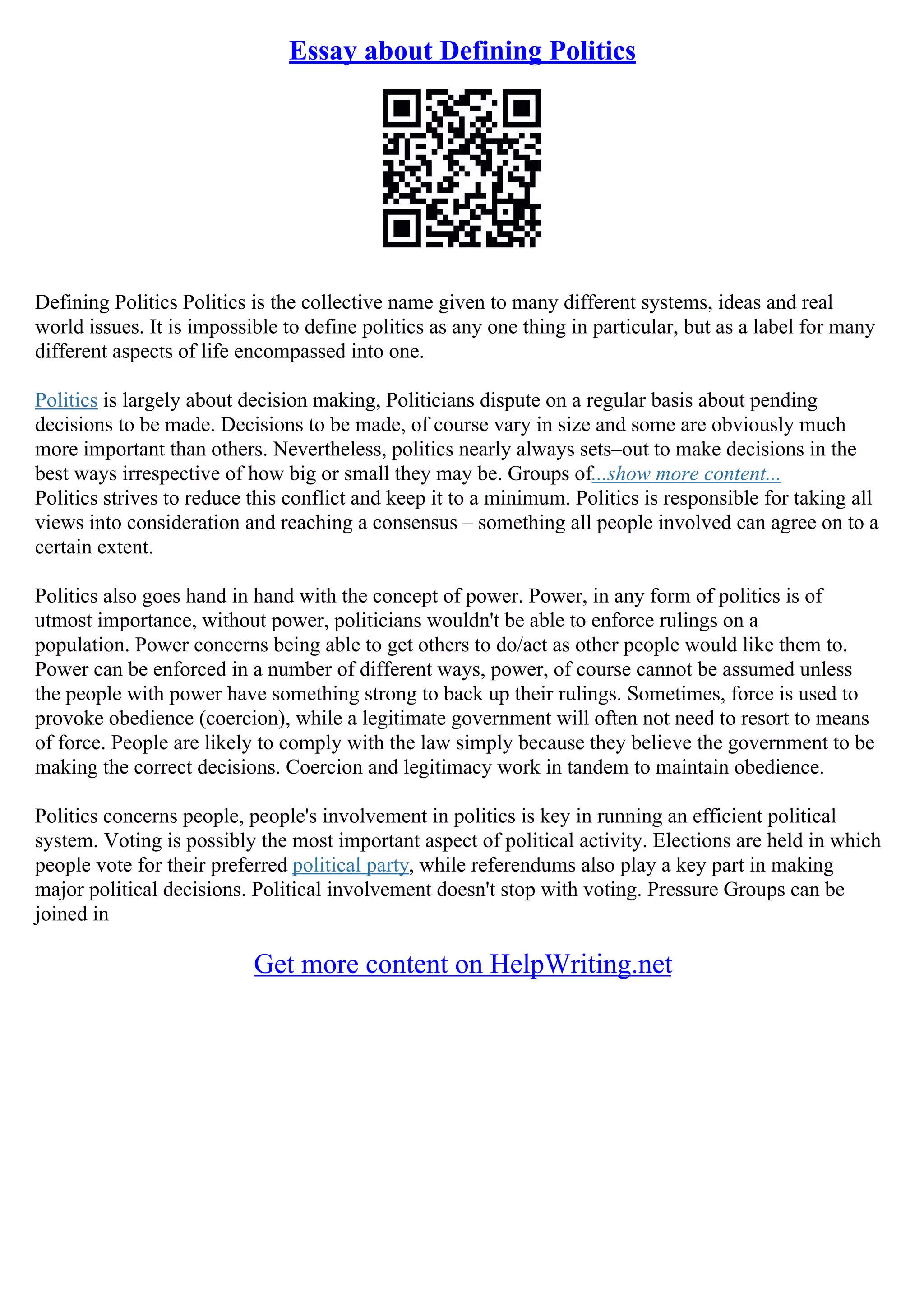 Political Science Essay | PDF