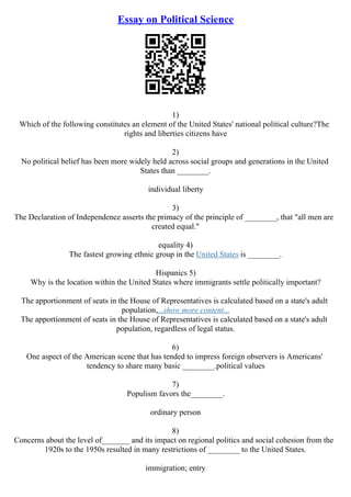 Political Science Essay Topics | PDF