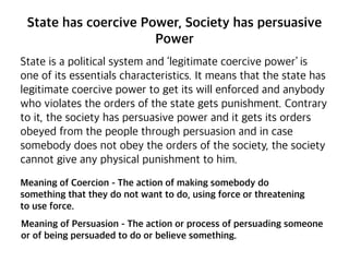 State, Government and Society and differences among them | PDF