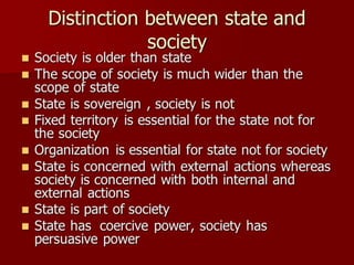 State, Government and Society and differences among them | PDF