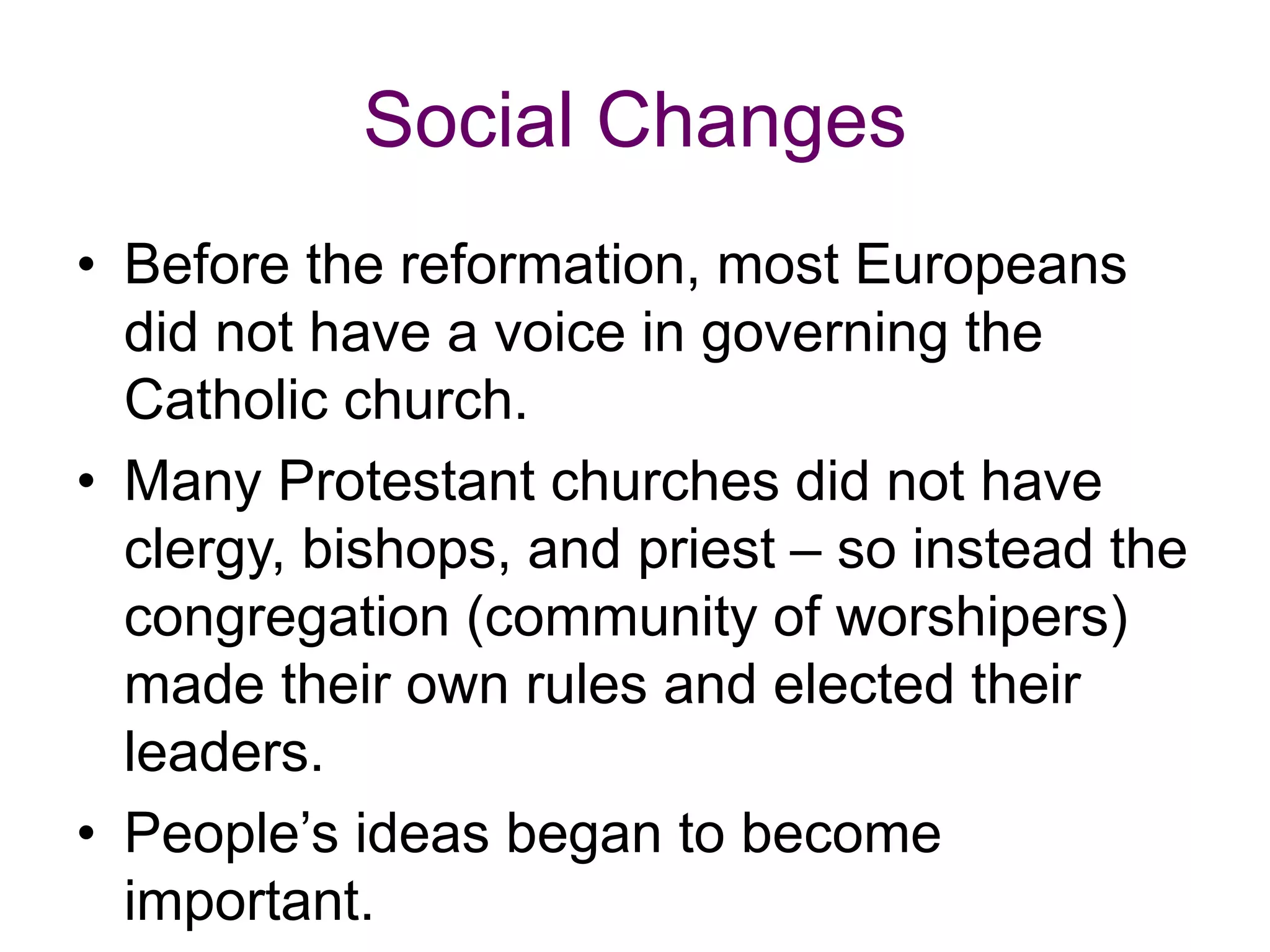 Political & Social changes during the Reformation | PPTX