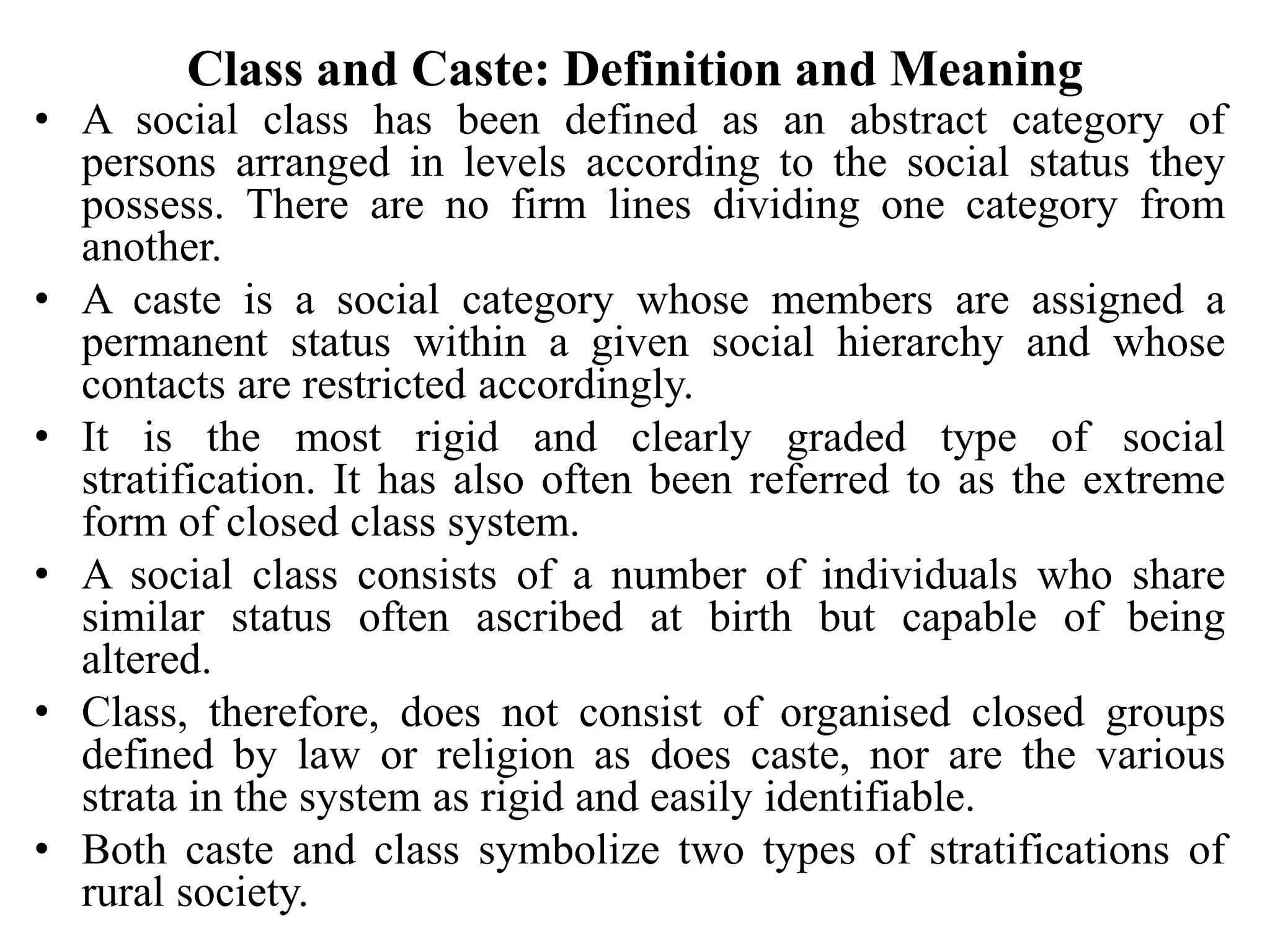 Political sociology - Caste and Class | PPTX
