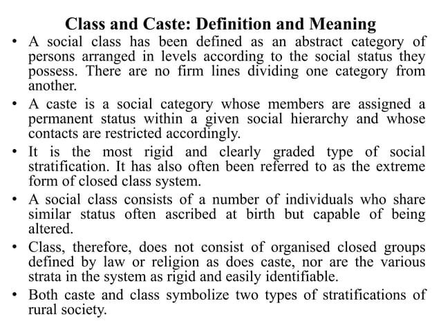 Political sociology - Caste and Class | PPTX | Hinduism | Religion & Spirituality